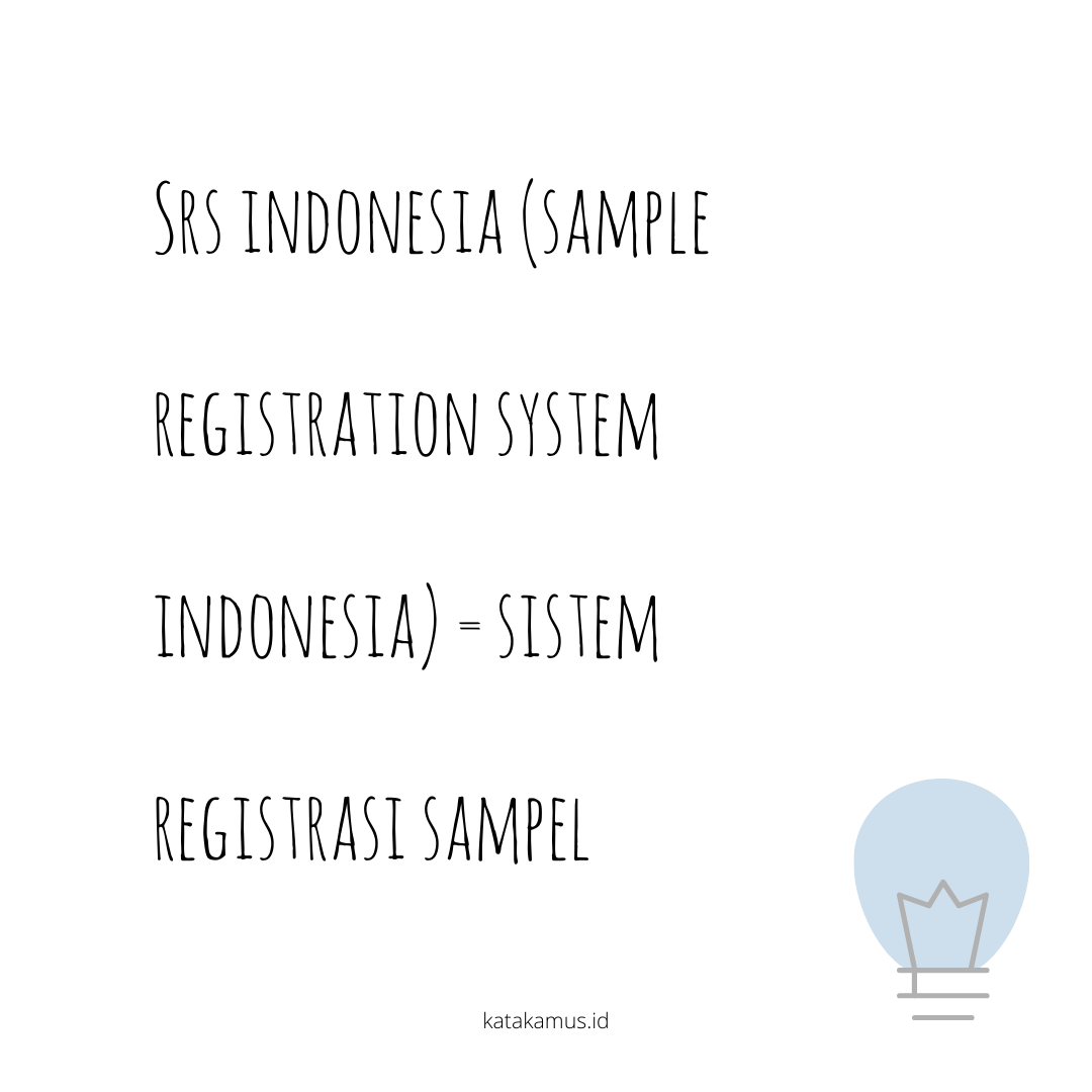 Istilah SRS-Indonesia (Sample Registration System - Indonesia) = Sistem ...